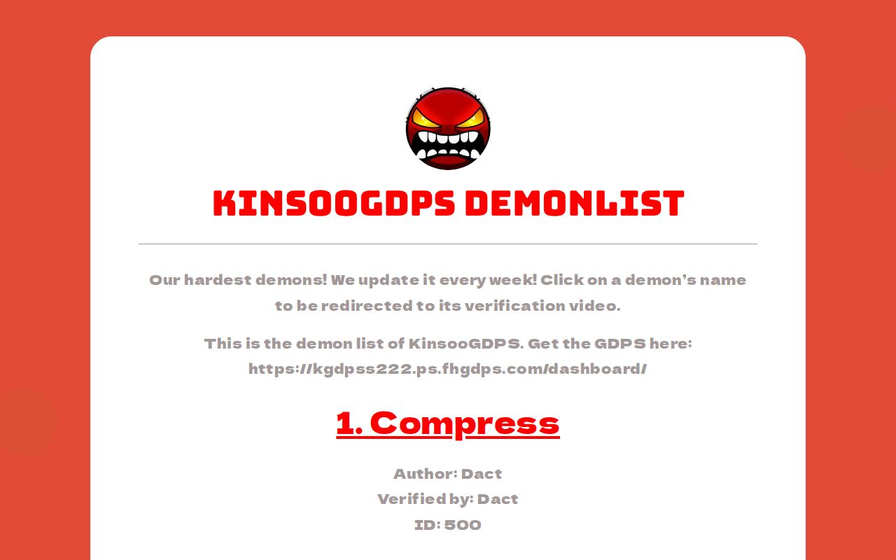 KinsooGDPS Demonlist Page